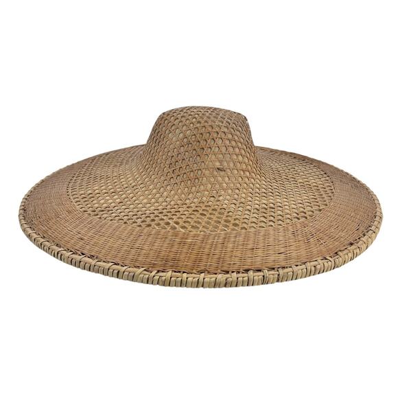 Accessories | Vintage Widebrim Woven Straw Rattan Sun Hat Oversized ...